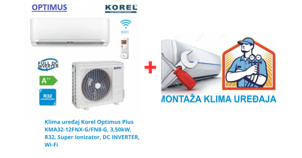 Klima uređaj Korel Optimus Plus KMA32-12FNX-G/FN8-G, 3,50kW, R32, Super Ionizator, DC INVERTER ...